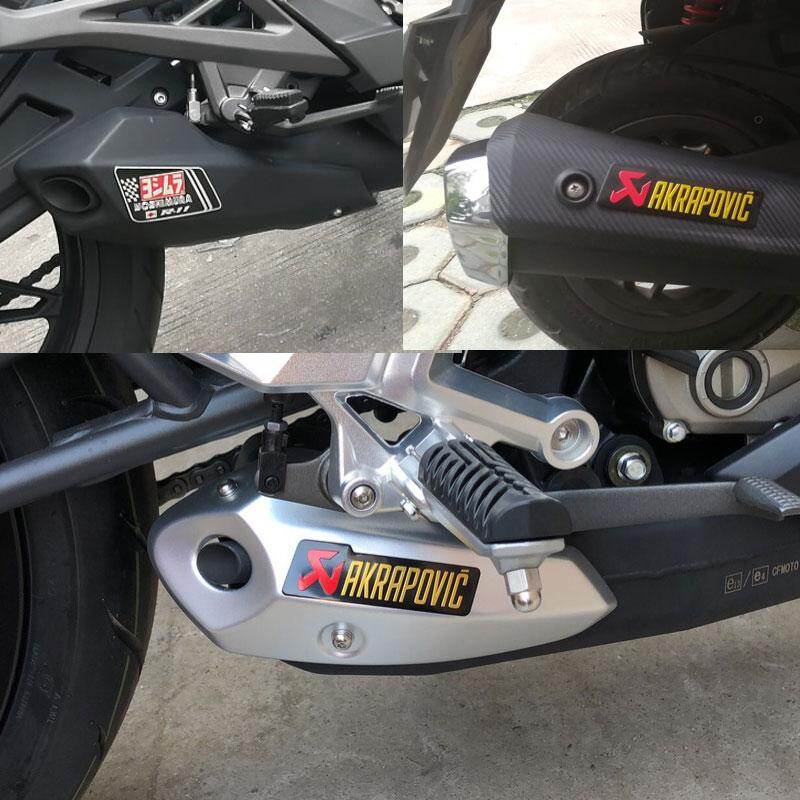 2 PCS ขนาด 5.9*5 ซม.akrapovic มอเตอร์ไซค์อลูมิเนียมท่อไอเสียสติกเกอร์ ...