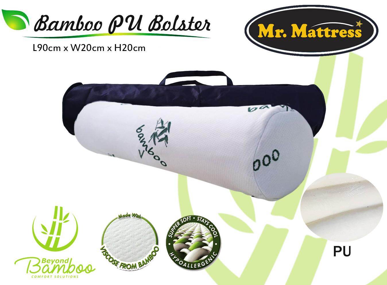 *Ready Stock* (Mr.Mattress)Latex Feel Bamboo PU Bolster White Health ...