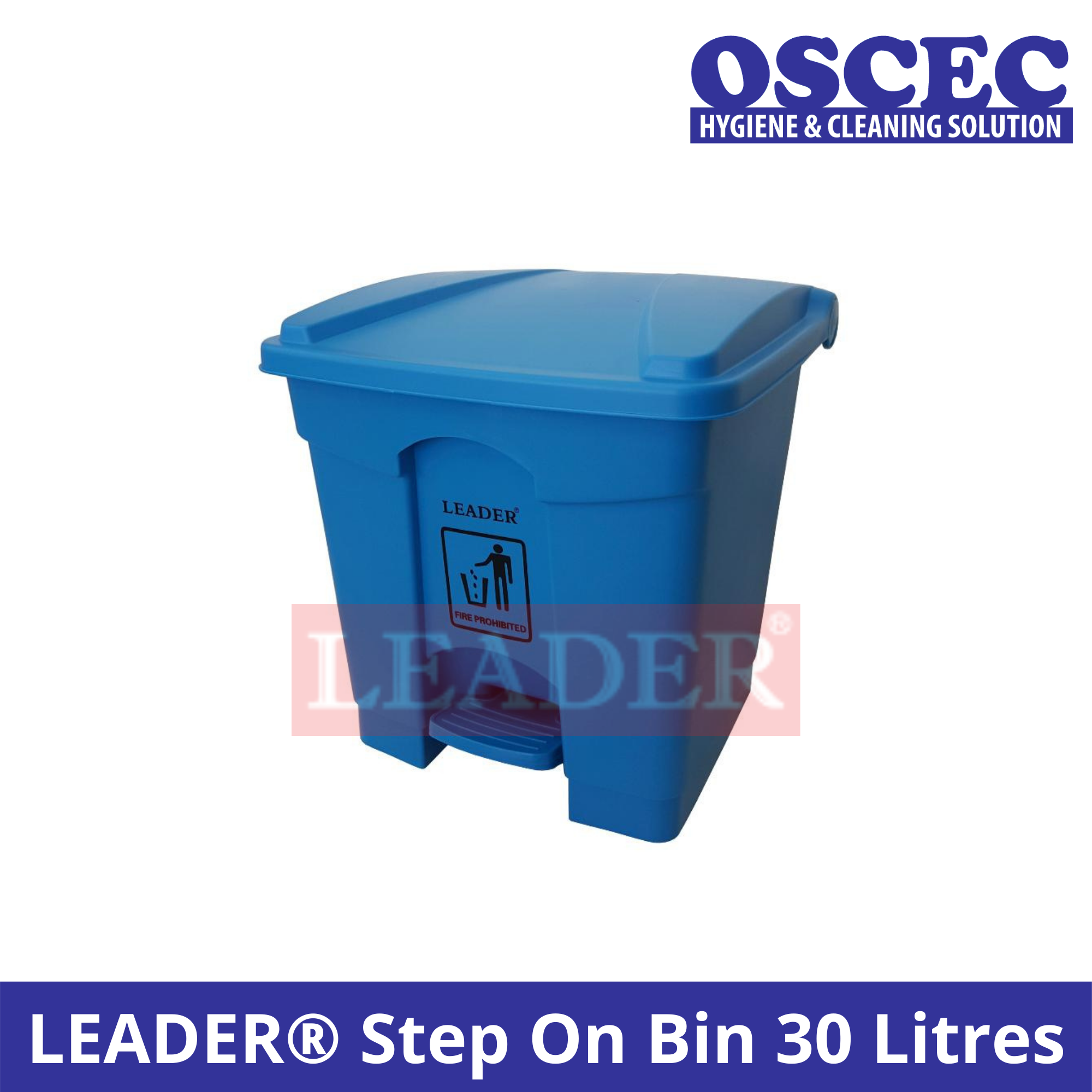 LEADER® Step On Bin 30L - Blue / Foot Pedal Bin / Rubbish Bin - Blue ...