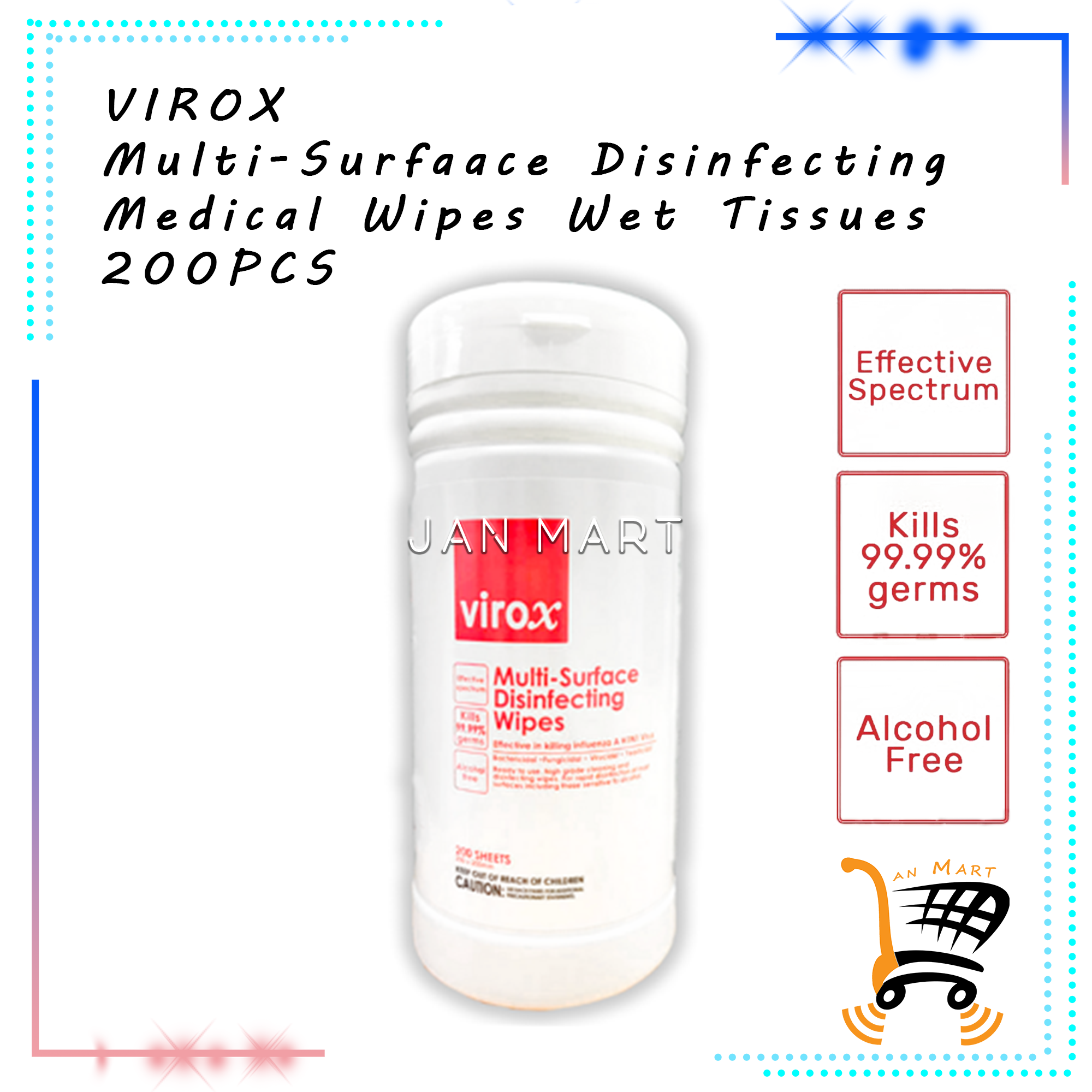 VIROX Multi-Surface Disinfecting Medical Wipes Wet Tissues 200PCS | Lazada