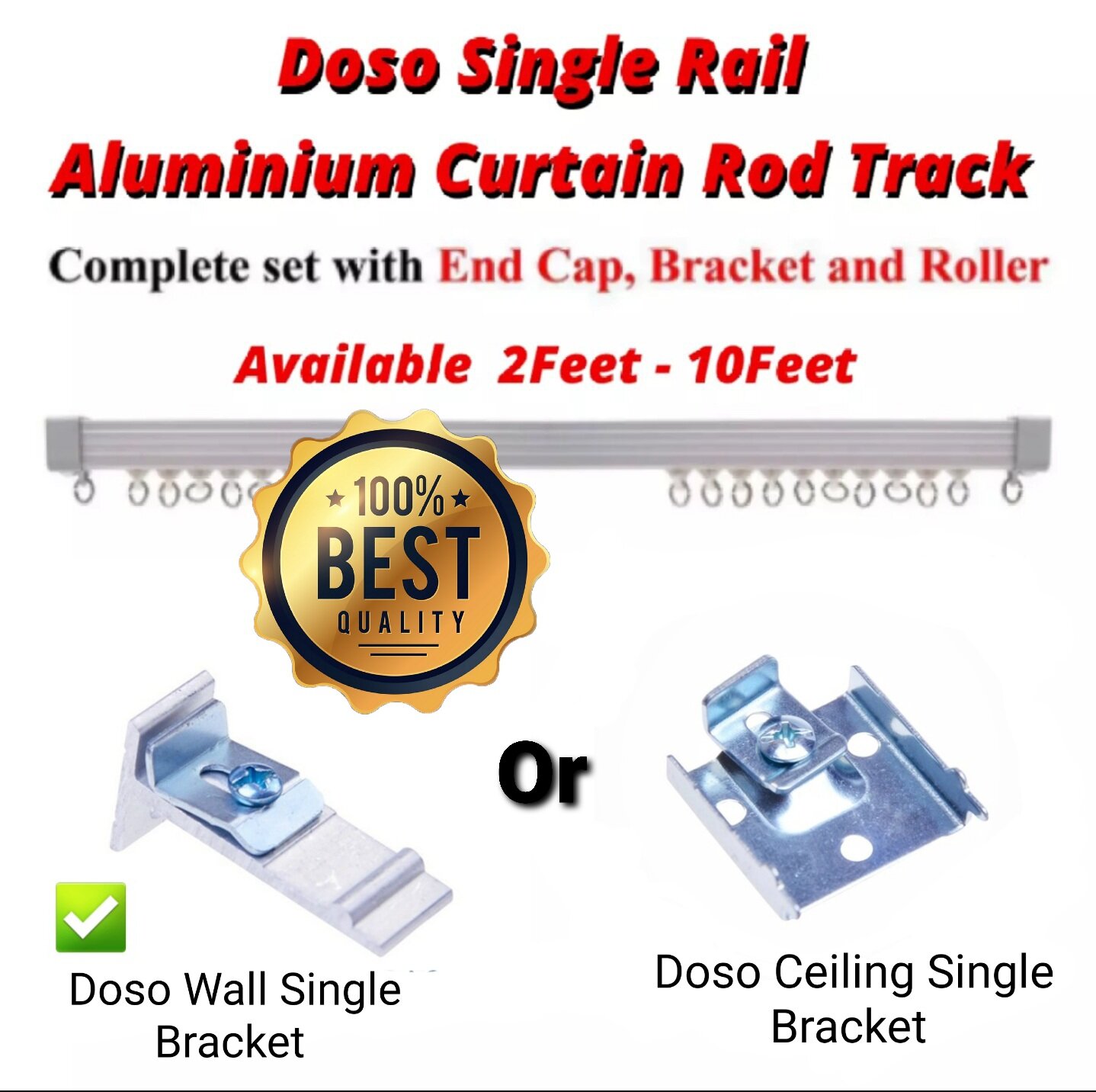 High Quality Wall/Ceiling Single Track Aluminium Doso Curtain Track ...