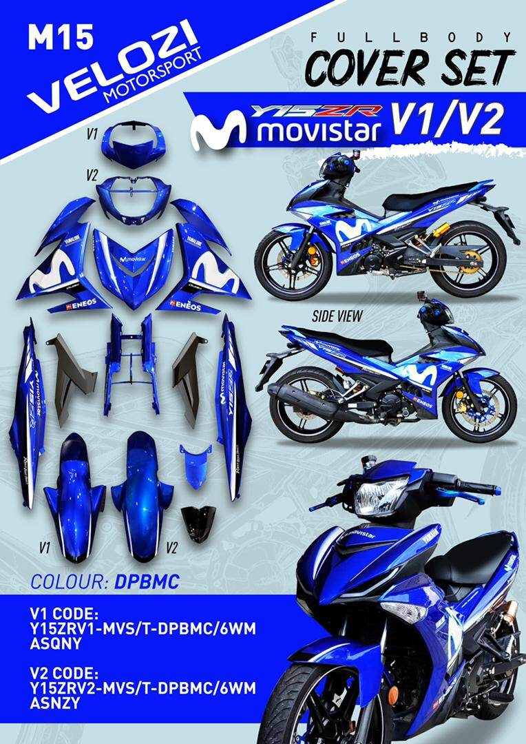 VELOZI RACING FULL BODY COVER SET MOVISTAR BLUE DPBMC/BLACK YAMAHA ...