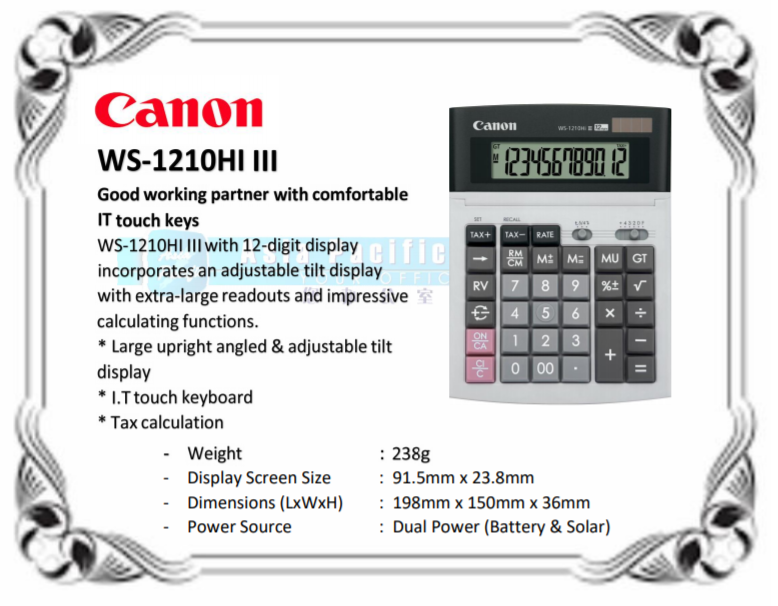 Canon Desktop Calculator WS-1210HI III | Lazada