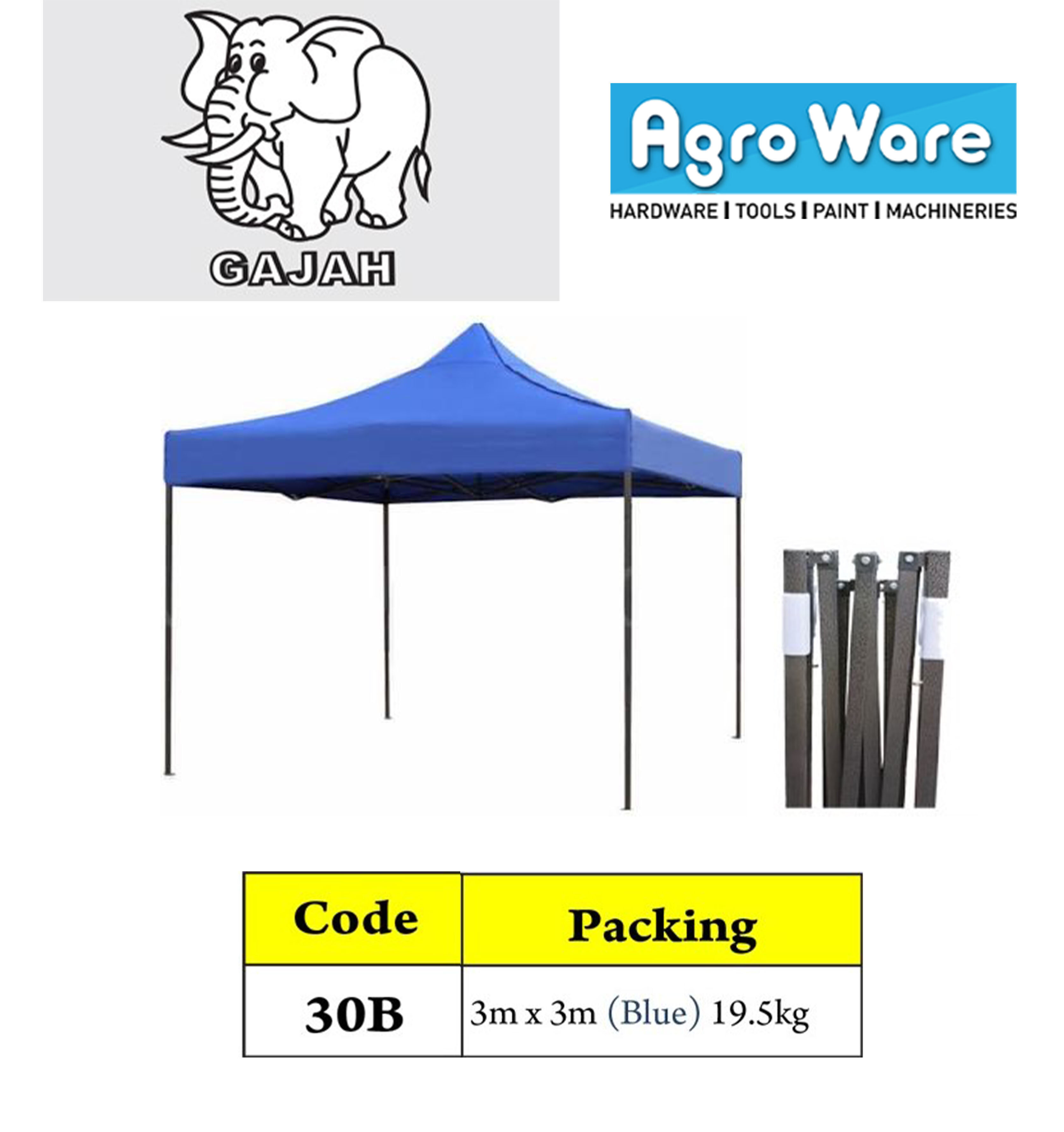 GAJAH Blue Colour Canopy ( 3 M X 3 M ) | Lazada