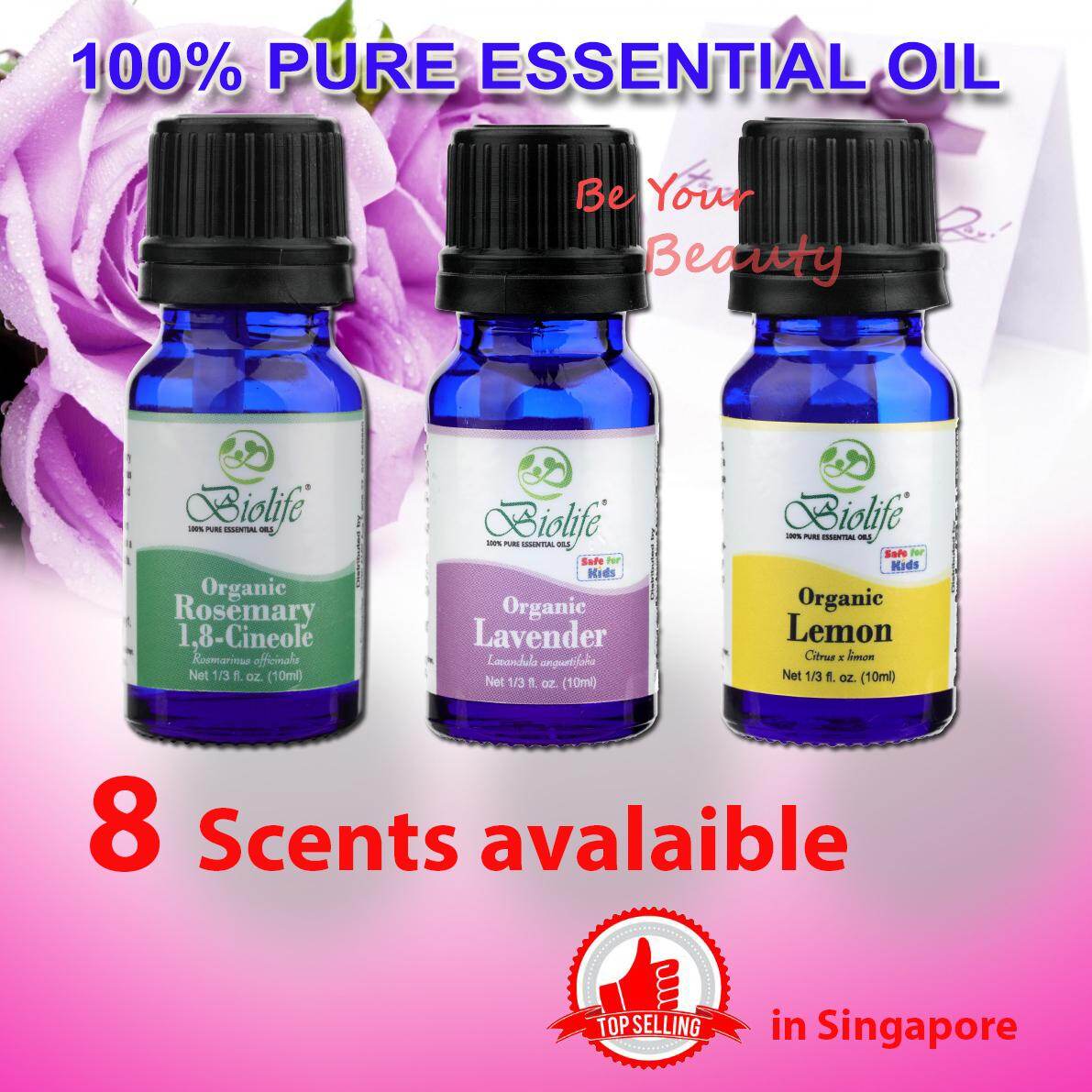 Biolife 100% Pure and Natural Organic Essential Oil with 8 Scent ...