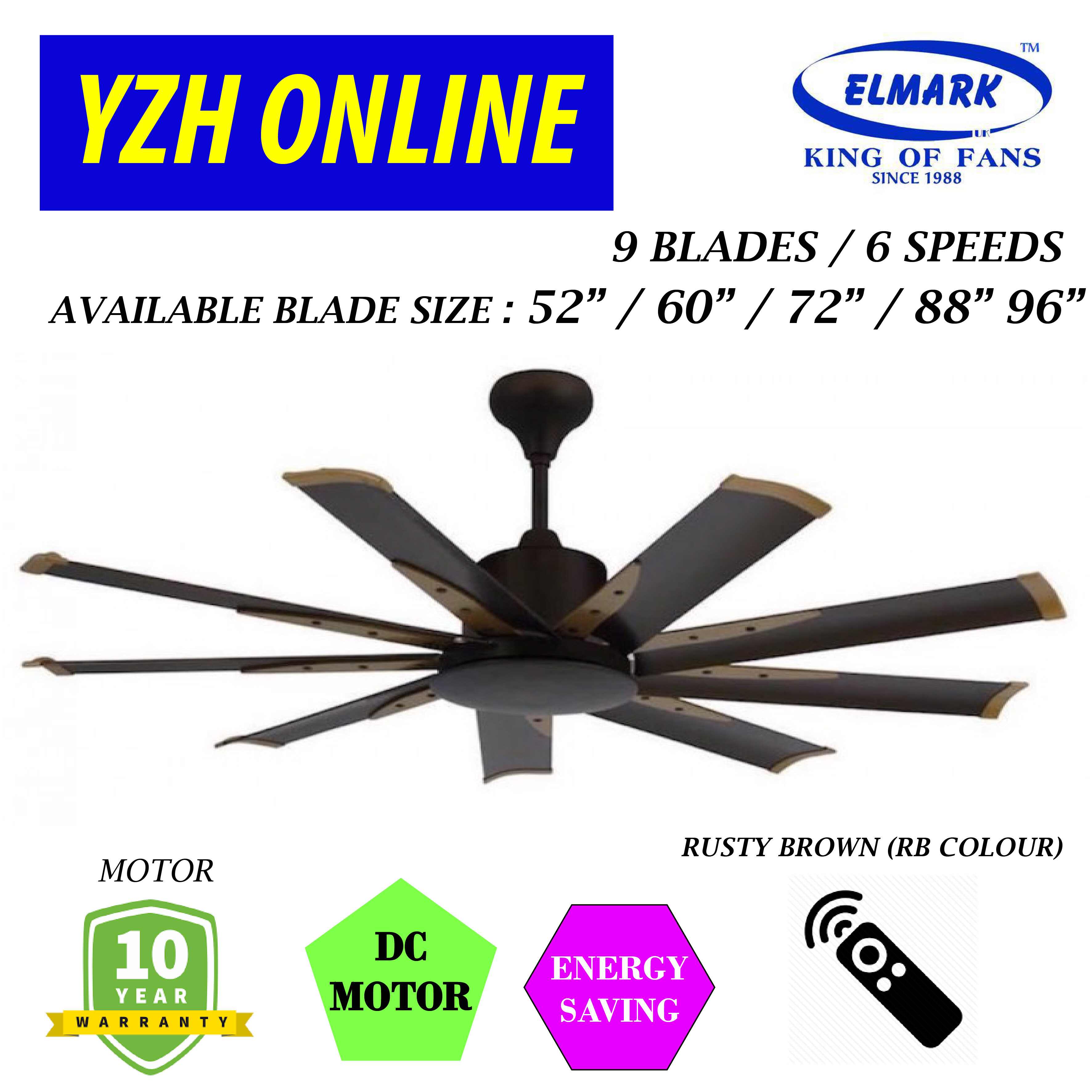 96 9 Blade Ceiling Fan | Shelly Lighting