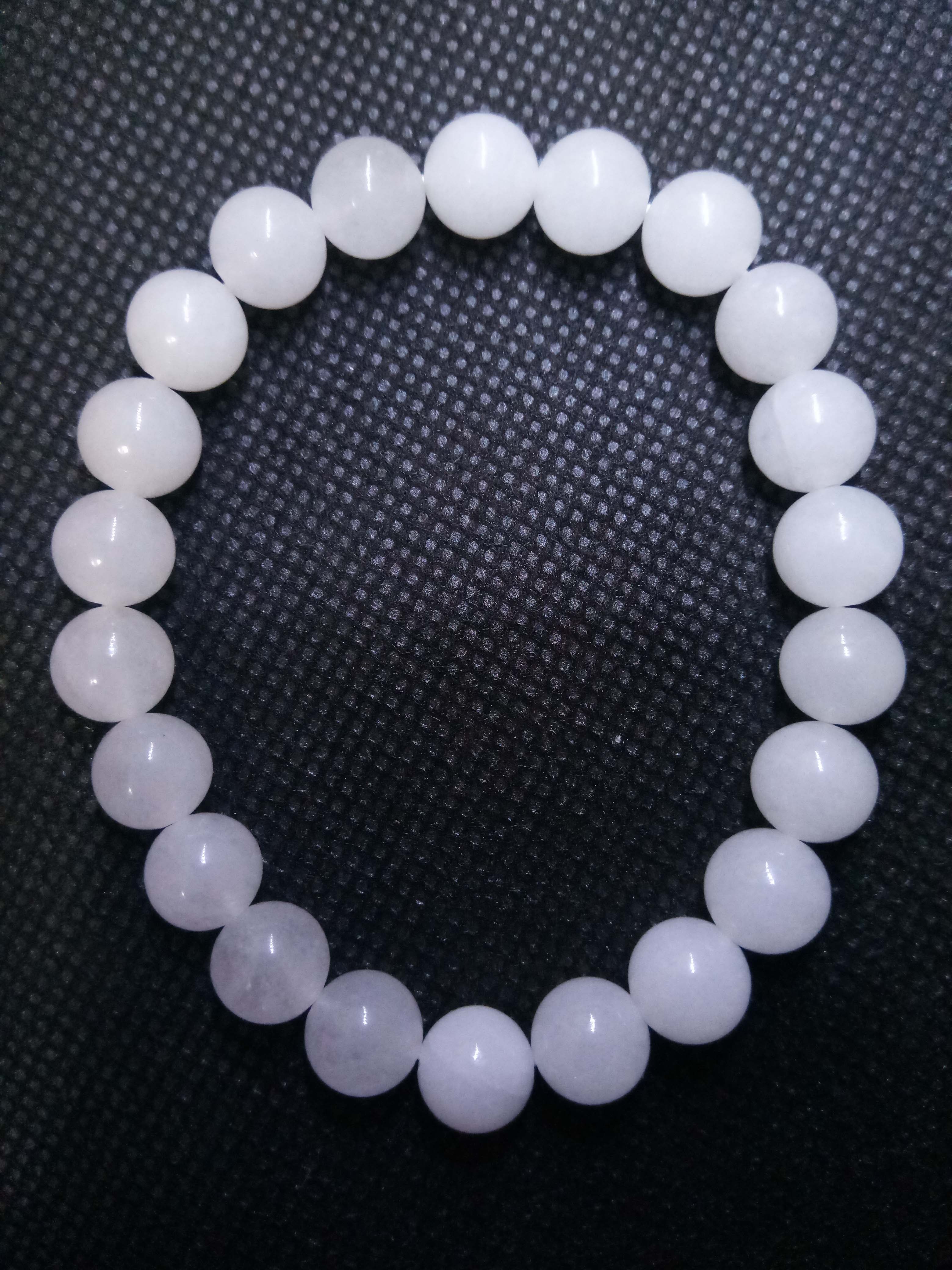 白金丝玉水晶手串 white quartzose jade crystal bracelet 8.5mm | Lazada