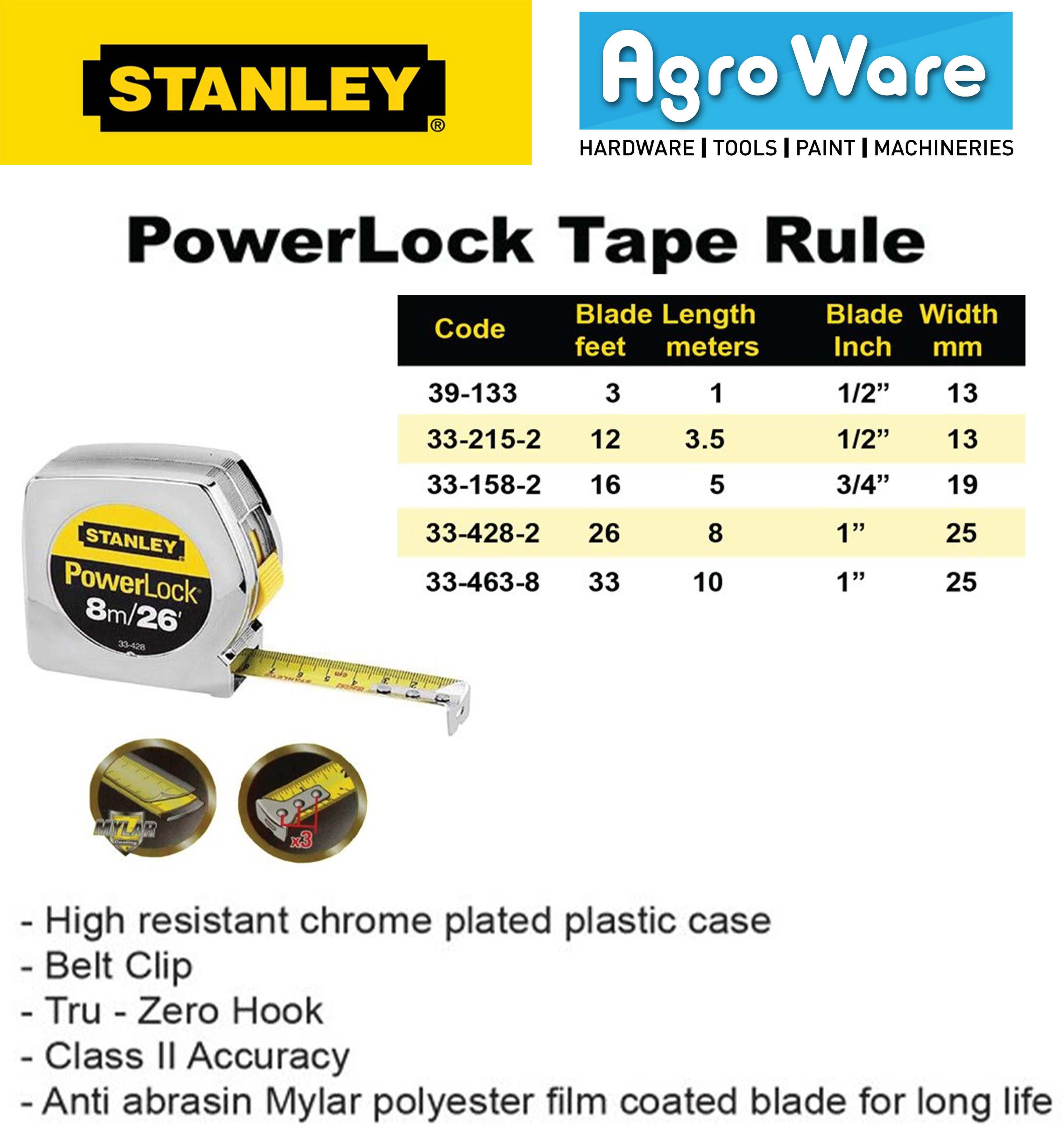 STANLEY Power Lock Measuring Tape 8M | Lazada