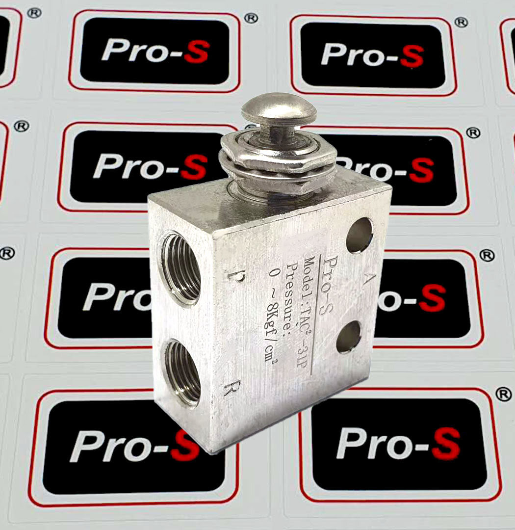 Pro-S Pneumatic Miniature Mechanical Valve. TAC2-31P 3/2 way Push ...