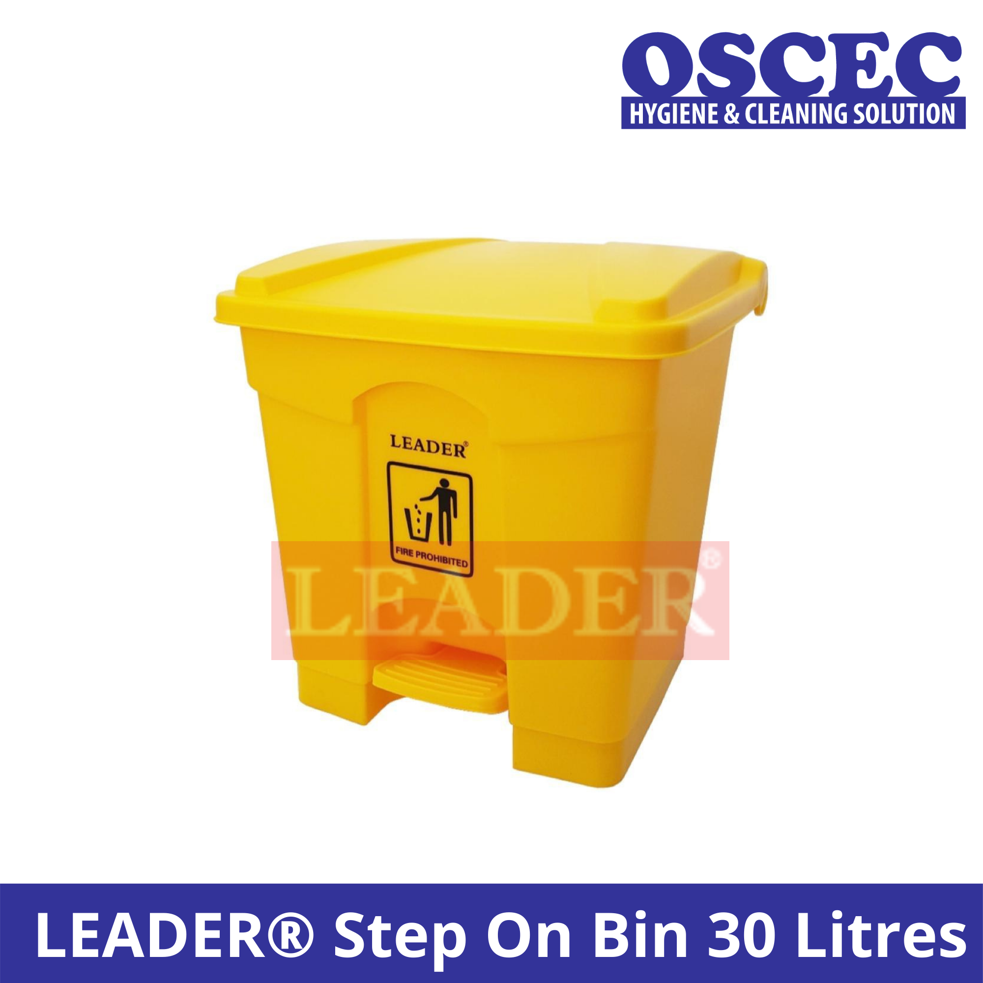 LEADER® Step On Bin 30L - Yellow / Foot Pedal Bin / Rubbish Bin ...