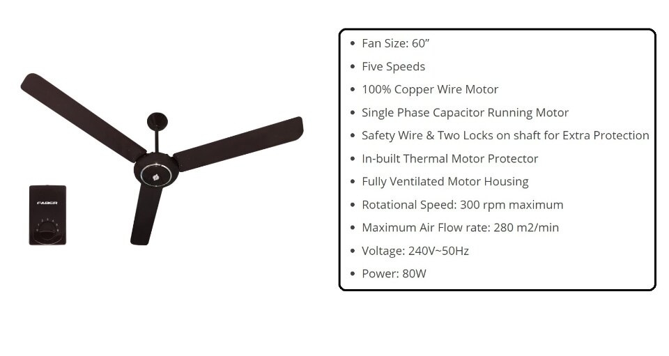 Faber 3Units Regulator Type Ceiling Fan 60 FCF COMODO 608 Dark Brown ...