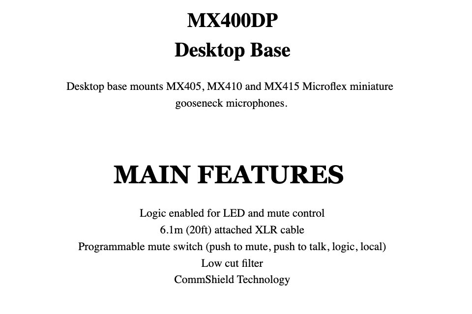 SHURE MX400DP Desktop Base