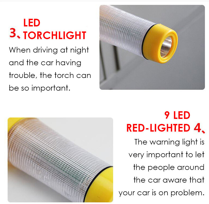 4 in 1 Car Emergency Multi-function Torchlight