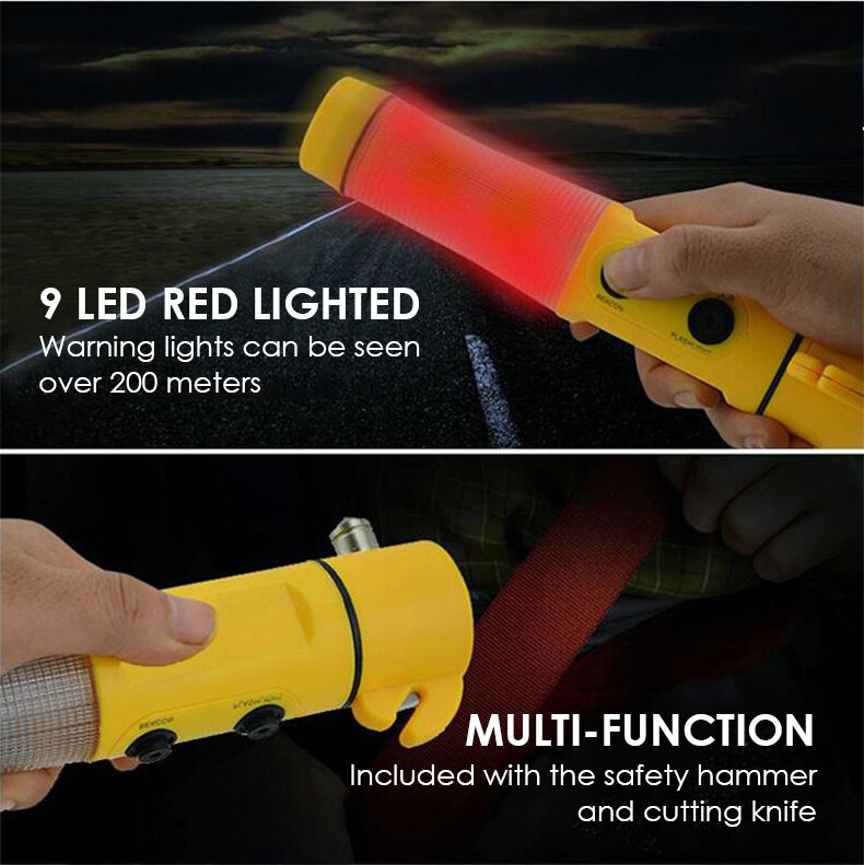 4 in 1 Car Emergency Multi-function Torchlight