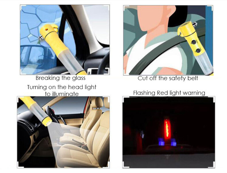 4 in 1 Car Emergency Multi-function Torchlight