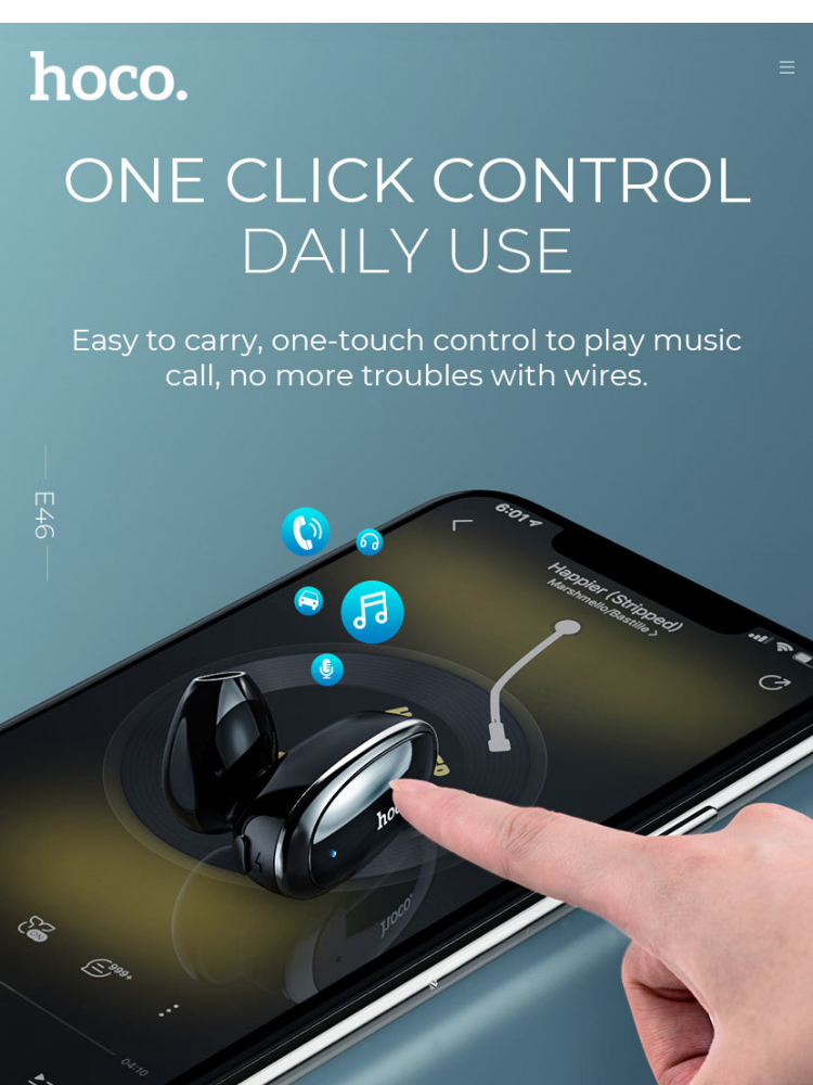 ph&co | PC Depot. HOCO E46 VOICE BLUETOOTH EARPHONE BLACK