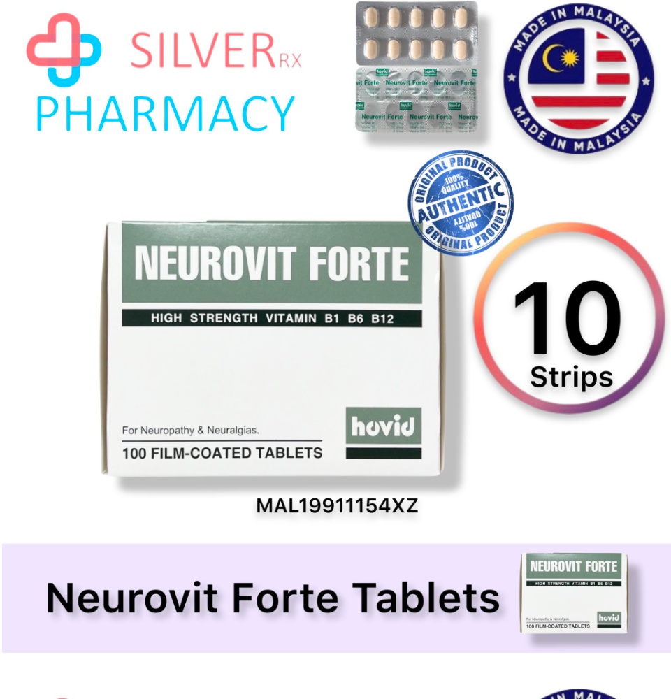 [Exp 07/2024] Neurovit Forte Vitamin B1,B6,B12 High Strength Tablets 10's