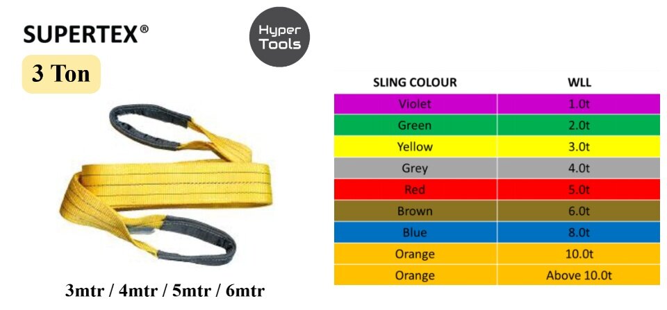 SUPERTEX Webbing Sling Belt 6:1 Ton (3mtr 4mtr 5mtr 6mtr ...