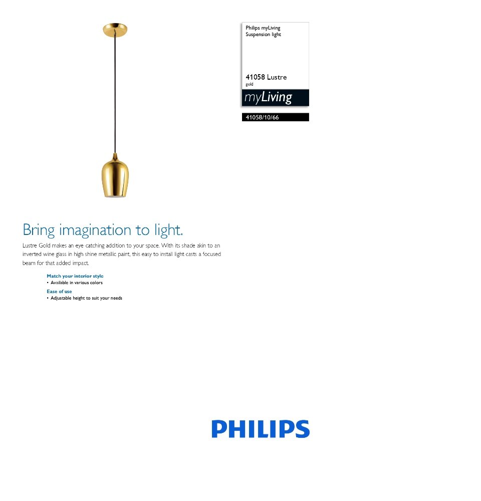 PENDANT LIGHT PHILIPS 41058 GD 1x24W 230V Gold | PGMall