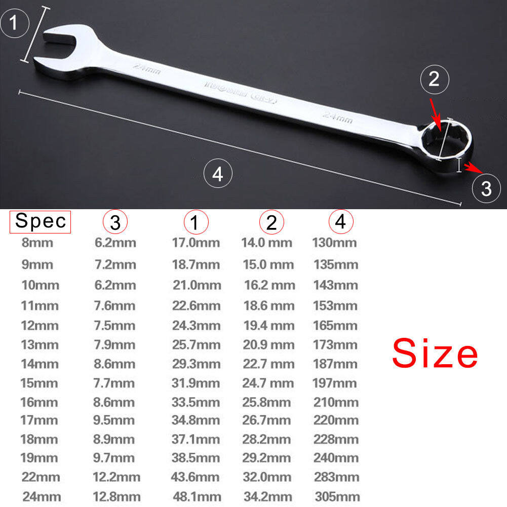 Mytools Premium TUOSEN 14PCS Combination Wrench Spanner Set Chrome