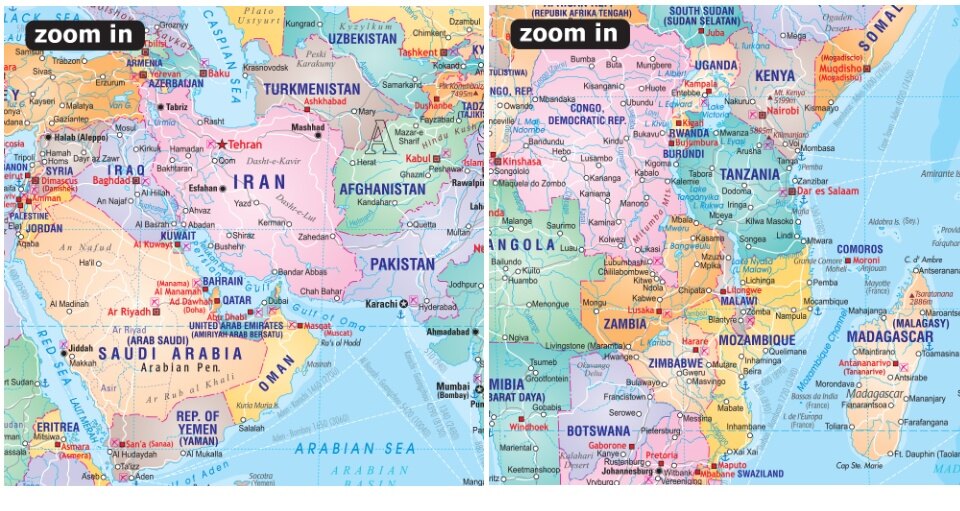 Peta Dunia World Map Weltkarte Peta Dunia Mapa Del