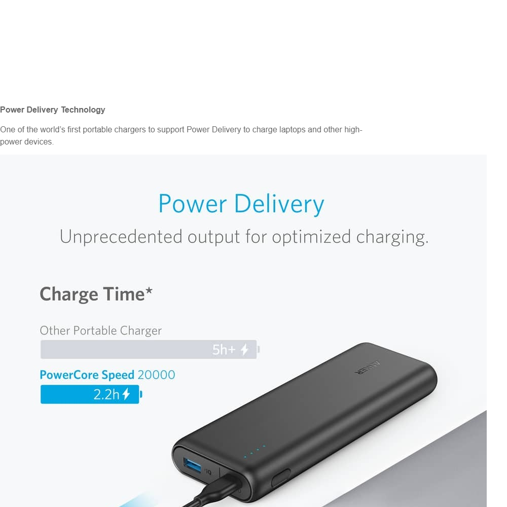 Anker A1275 PowerCore Speed 20100mAh Power Delivery Power Bank 24W ...