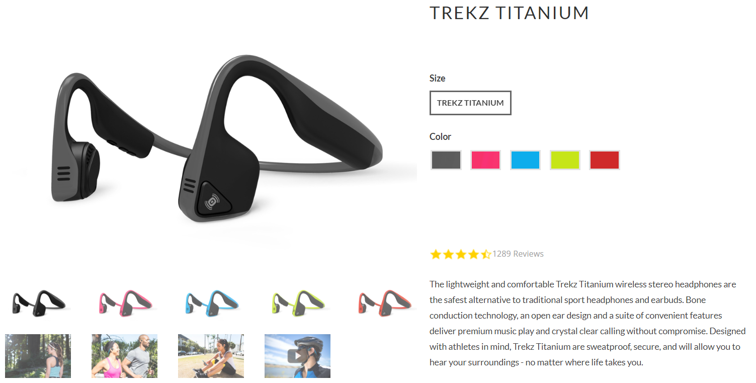 AfterShokz Trekz Titanium Wireless Bone Conduction Headphones OpenFit ...