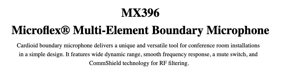 SHURE MX396 Microflexхи Multi-Element Boundary Microphone